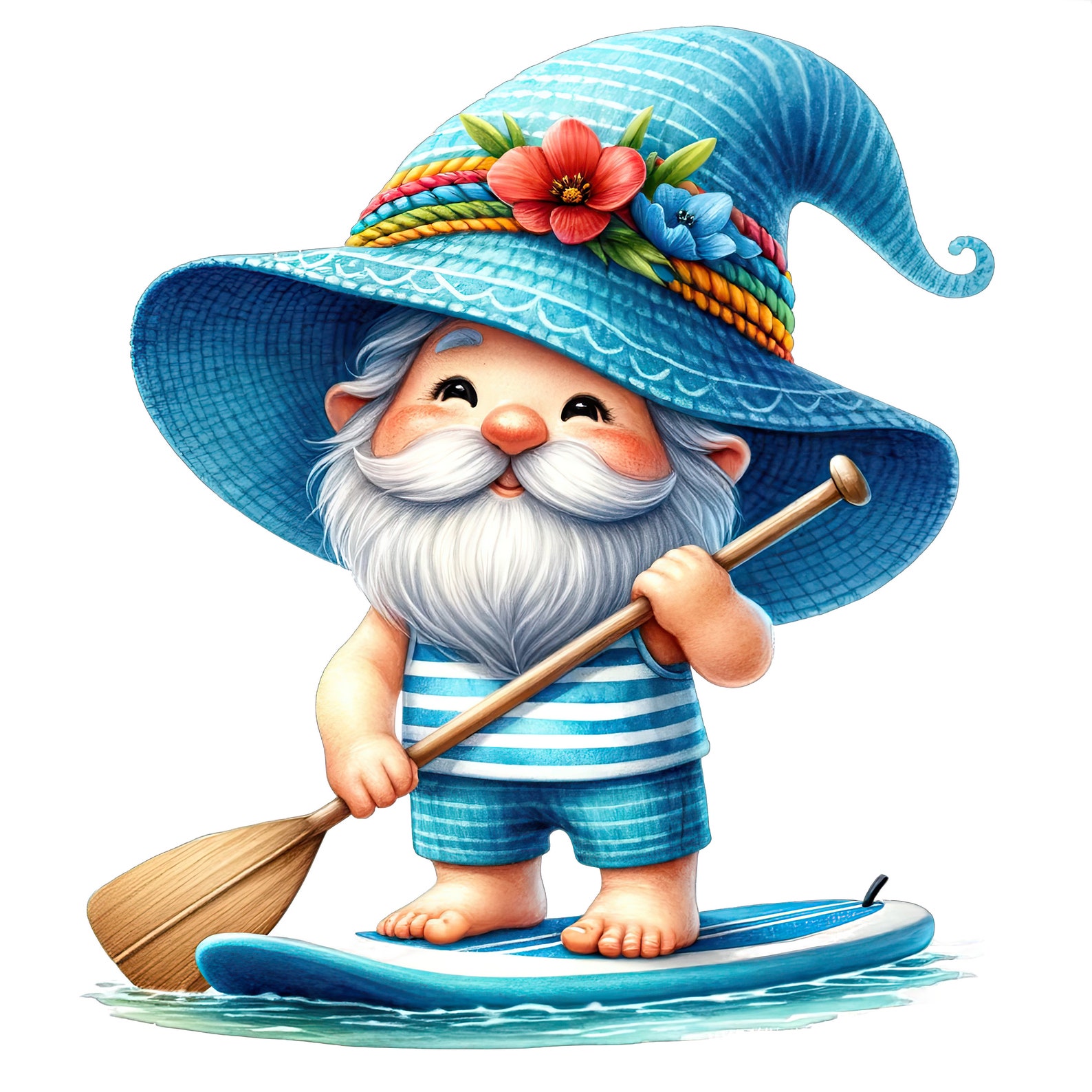 Watercolor Beach Gnome Clipart, Gnome Summer Beach, Cute Gnomes Png ...