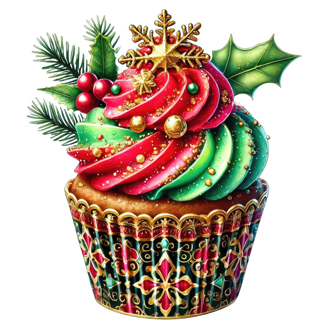 Christmas Cupcake Clipart Bundle: Holiday Treat Designs (digital ...