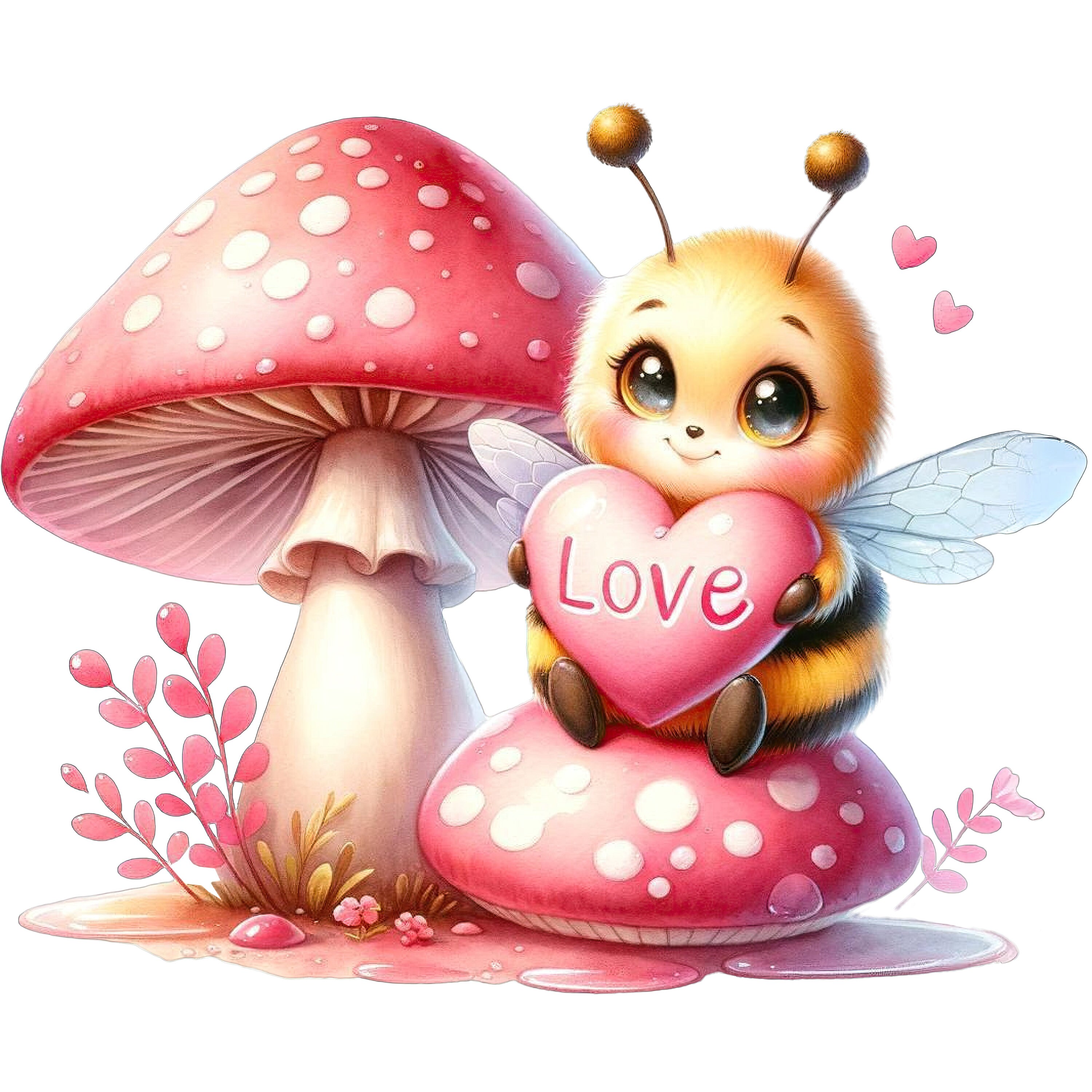 Watercolor Valentine Bee Clipart, Cute Bee Clipart, Baby Bee Png, Cute ...