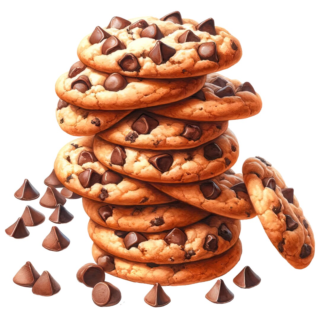 Watercolor Chocolate Chip Cookies Clipart: PNG Images (digital Download ...