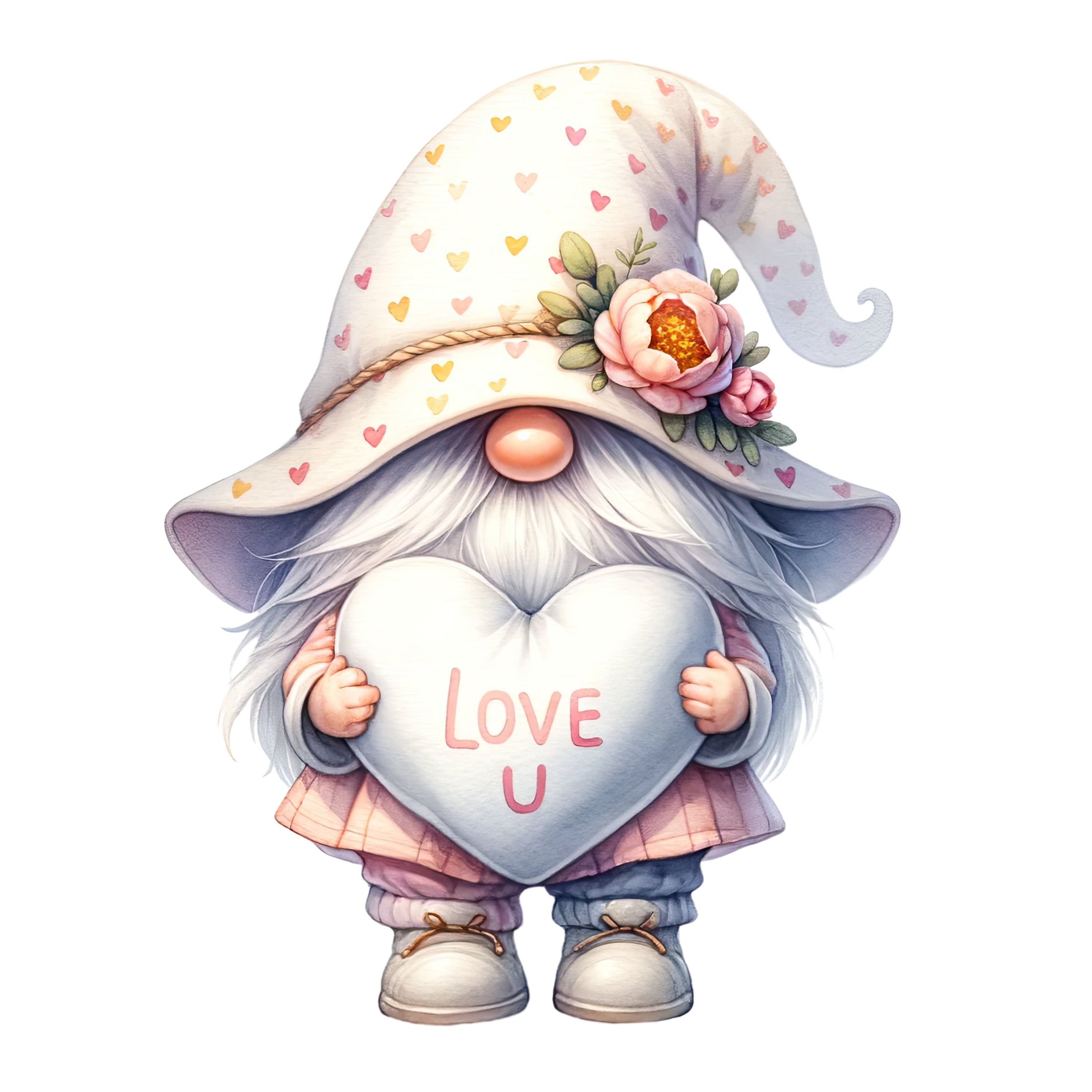 Valentines Pastel Gnome Clipart, Gnome Sublimation, Valentines Graphics ...