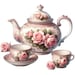 Vintage Pink Rose Teacup Clipart: Tea Party PNG Set (digital Download ...