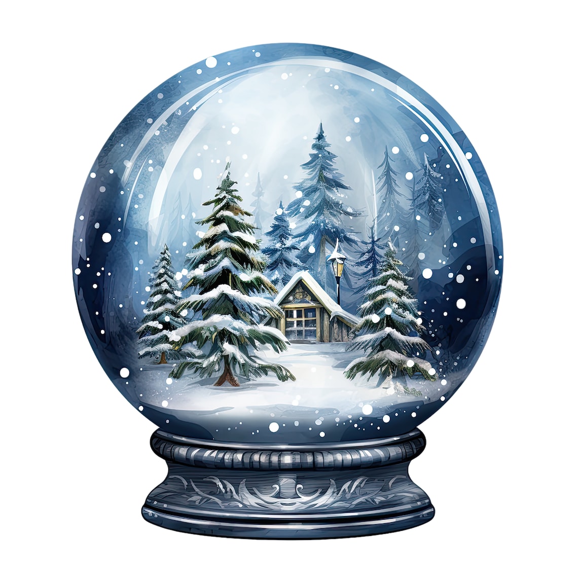 Blue Christmas Watercolor Clipart PNG, Blue Christmas Clipart, Xmas ...