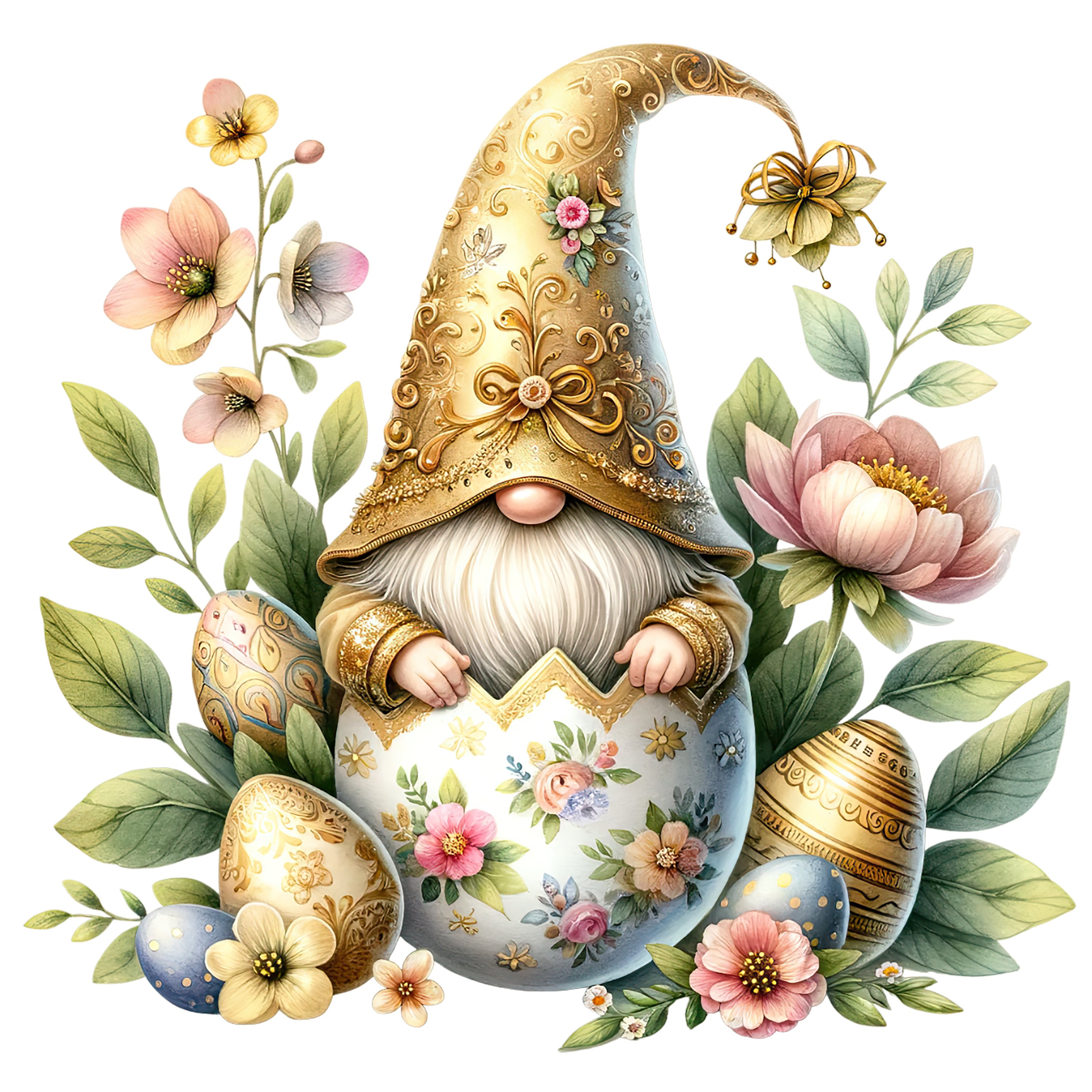 Easter Gnome Clipart Bundle: Spring Garden PNG Graphics (digital ...