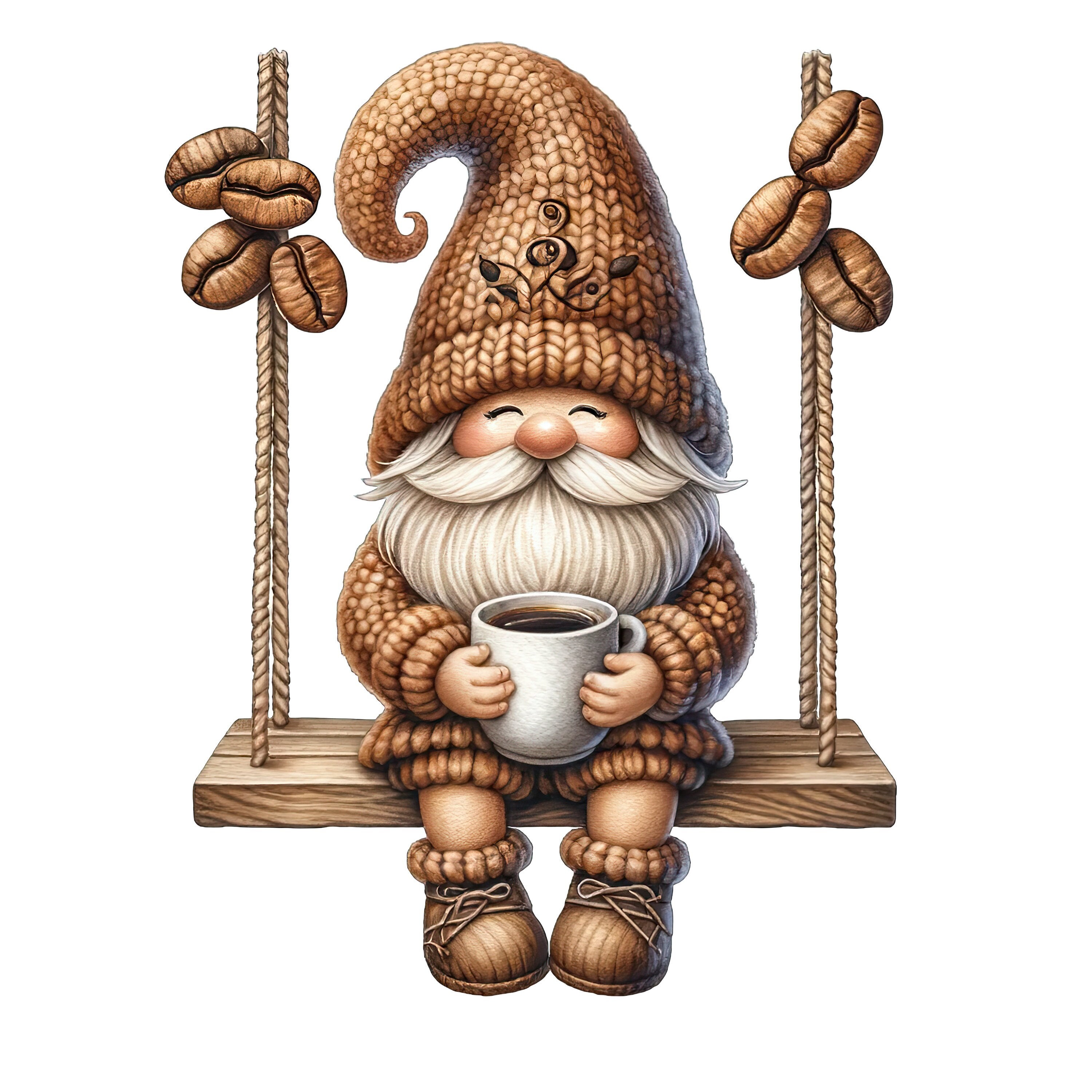 Watercolor Coffee Gnome Clipart, Coffee Lover Gnome, Coffee Cup Gnome ...