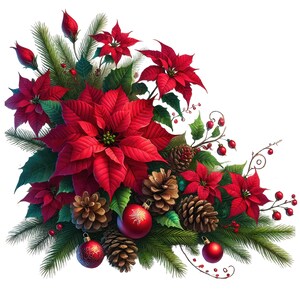 Poinsettias Clipart Bundle,christmas Red Poinsettia,beautiful ...