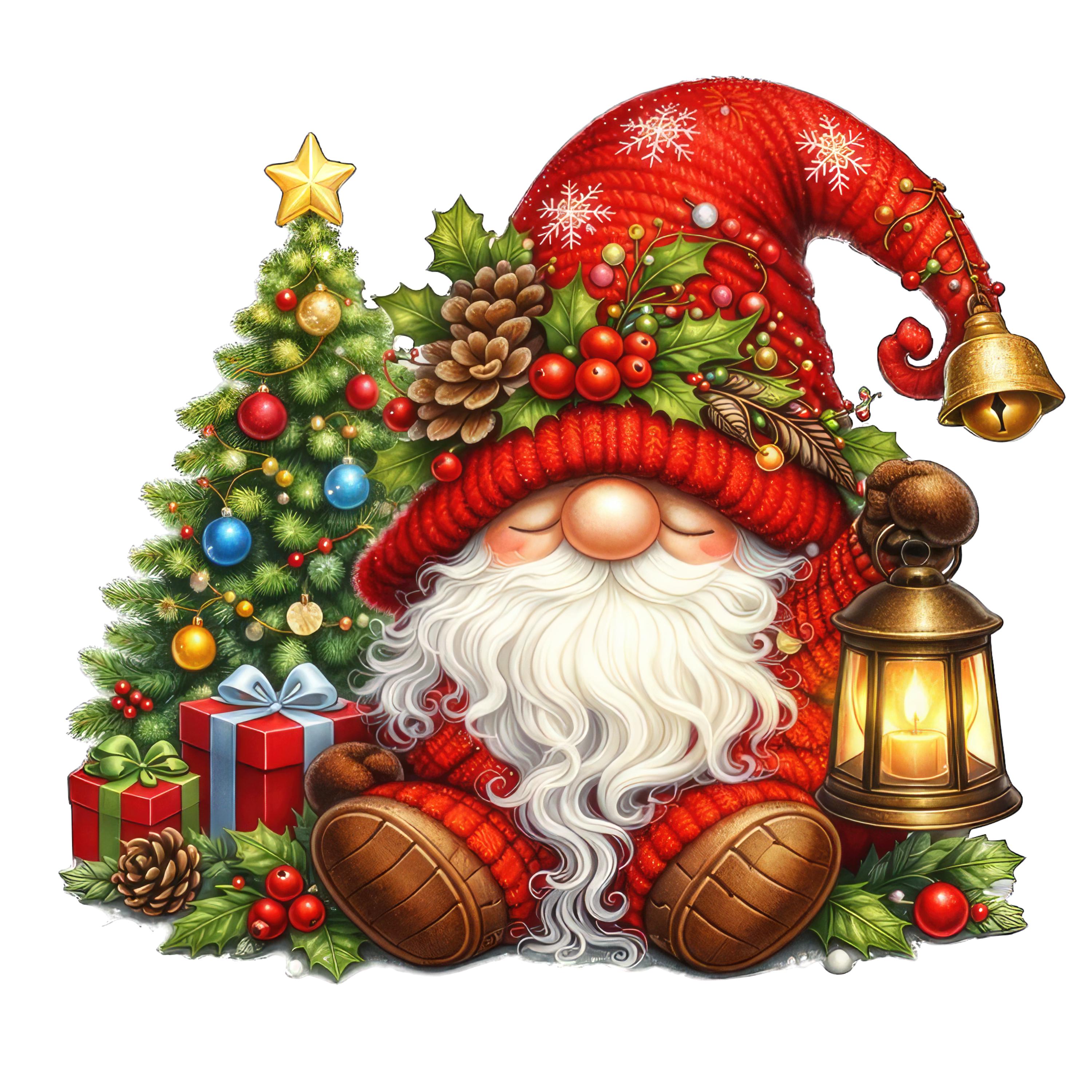 Christmas Gnome Clipart Bundle 26 PNG, Cute Nordic Gnome Christmas ...