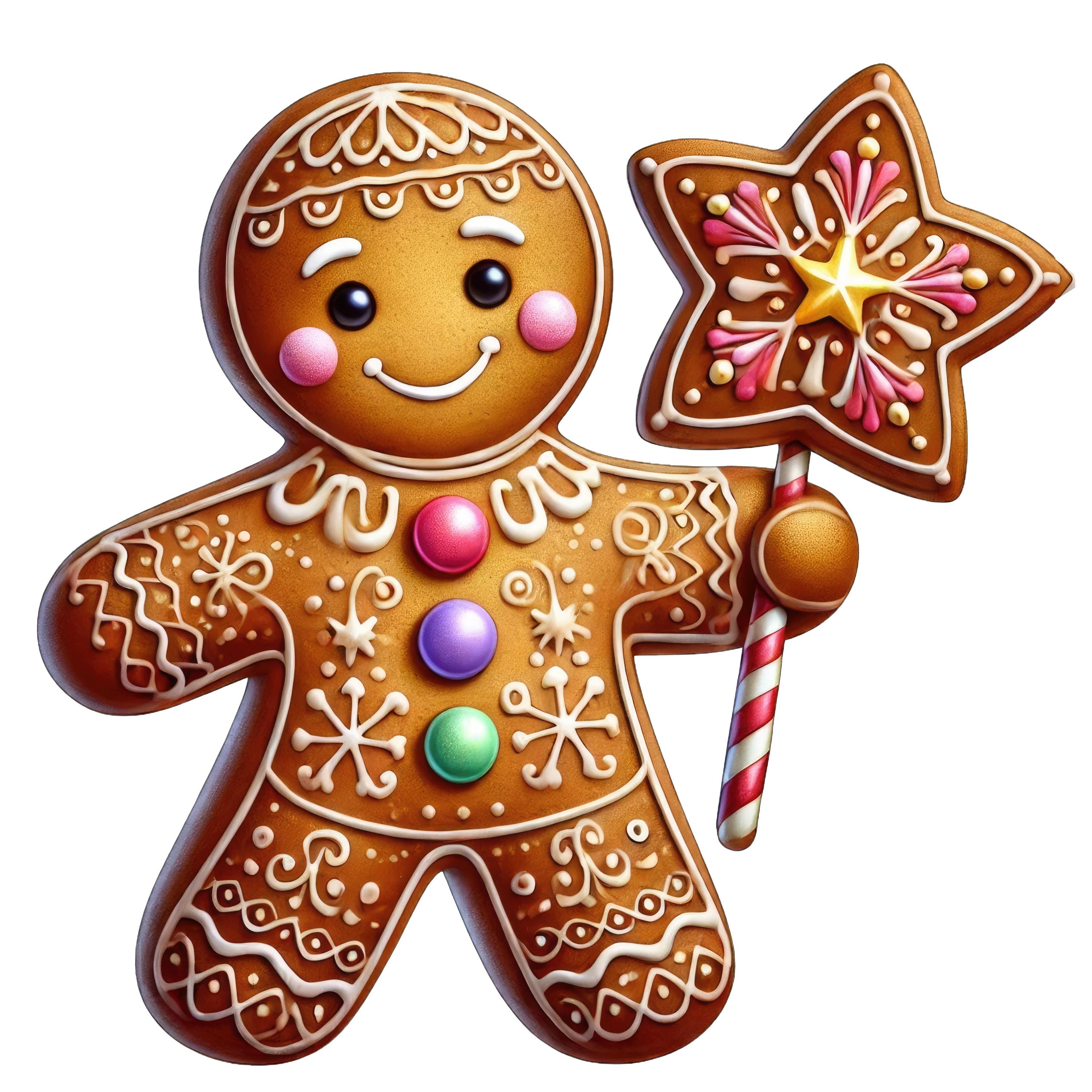 Christmas Gingerbread Man Clipart: Festive Cookie Graphics (PNG Digital ...