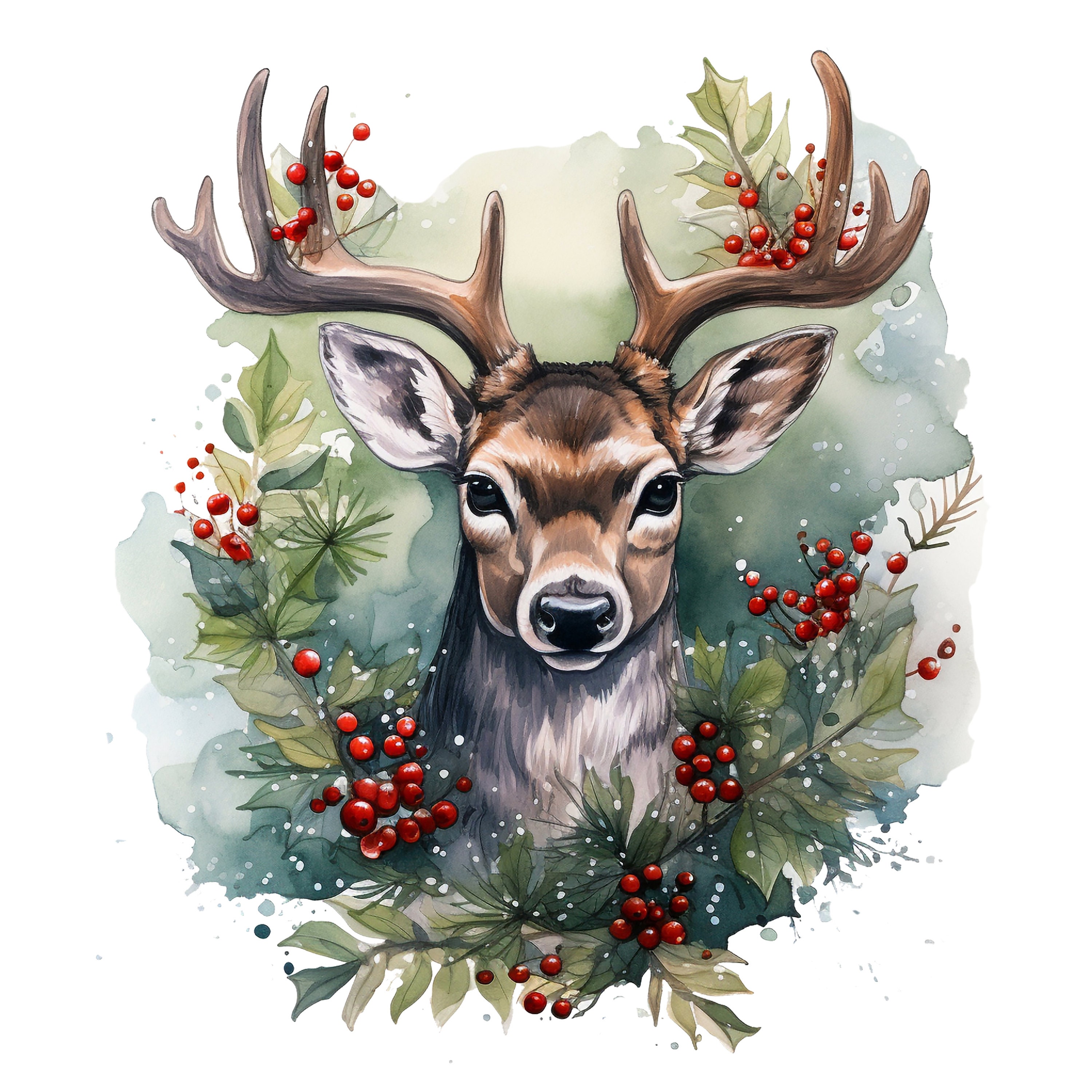 Christmas Deer Clipart,watercolor Deer Clipart,deer Clipart,christmas ...