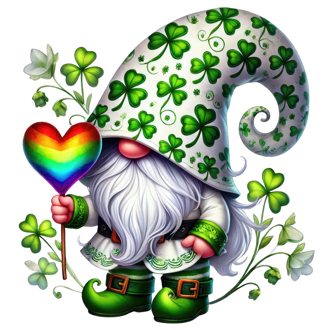 St. Patrick's Day Gnome Clipart: Festive Shamrock PNG (digital Download ...