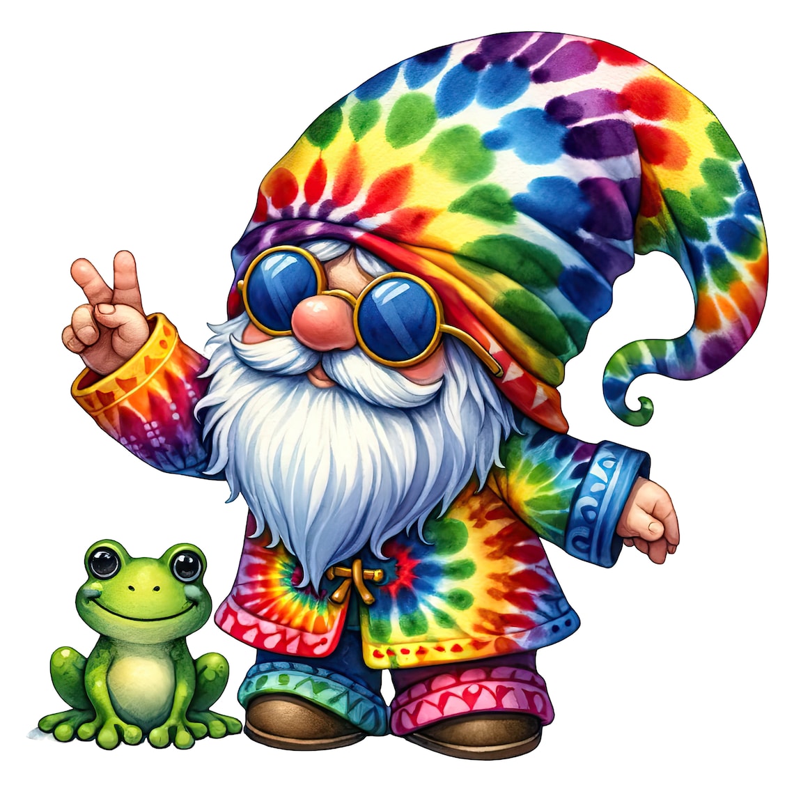 Hippie Gnome Clipart, Hippy Clipart, Hippy Gnome Png, Colorful Gnomes ...
