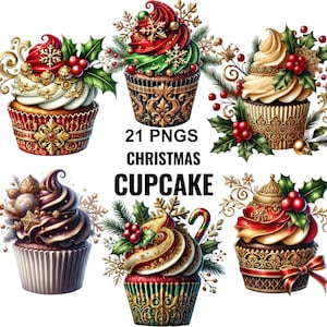 Christmas Cupcake Clipart Bundle: Holiday Treat Designs (digital ...