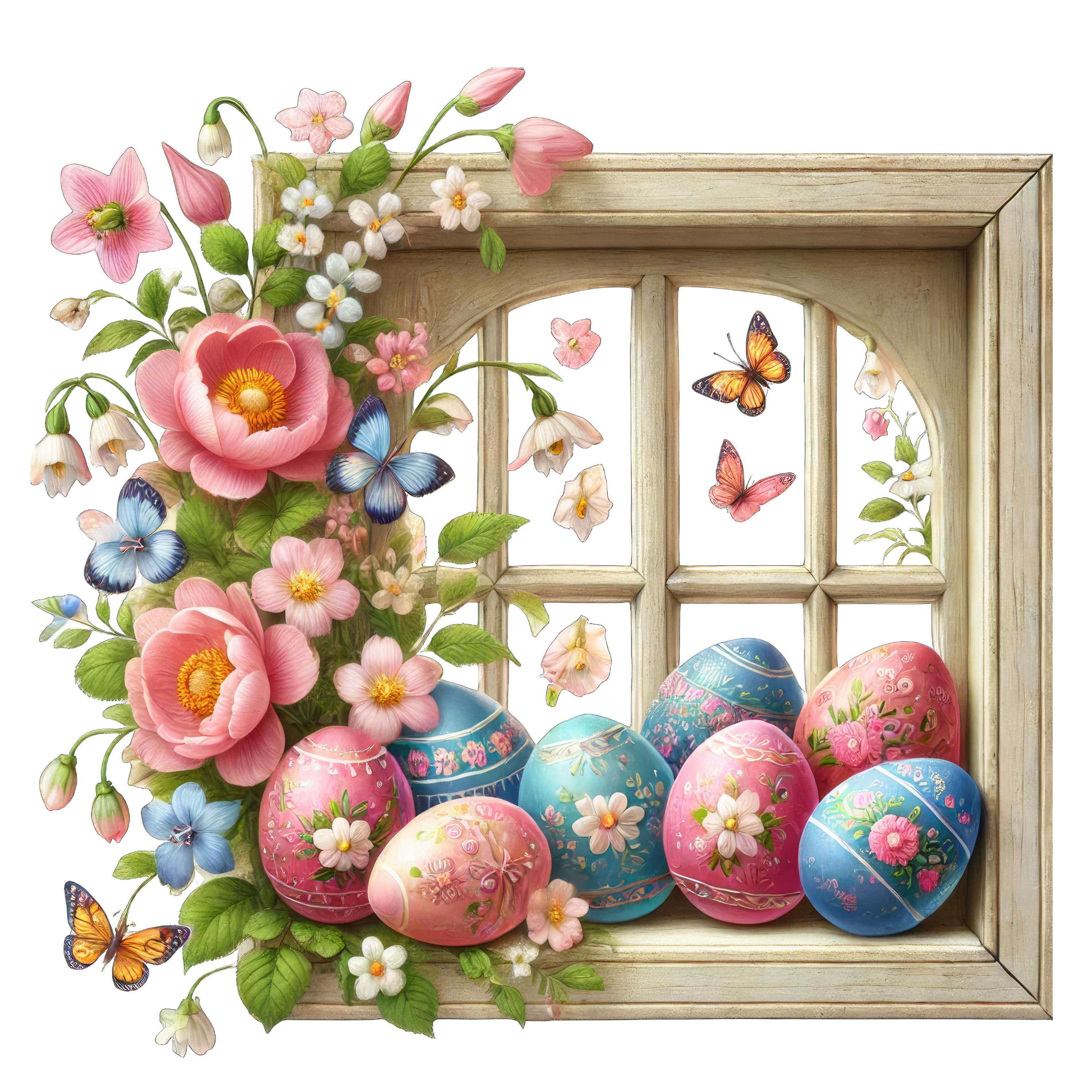 Easter Clipart,easter Spring Png,easter Clipart Bundle,easter Egg,cute ...