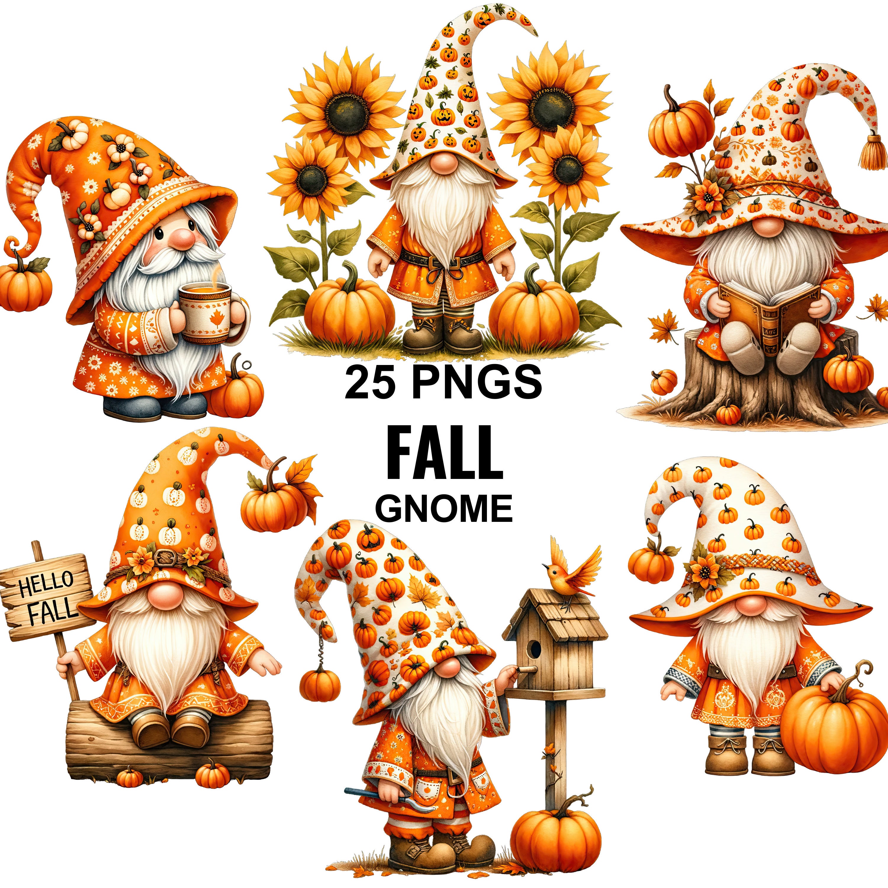 Autumn Gnome Clipart: Fall Season PNG Bundle (digital Download) - Etsy