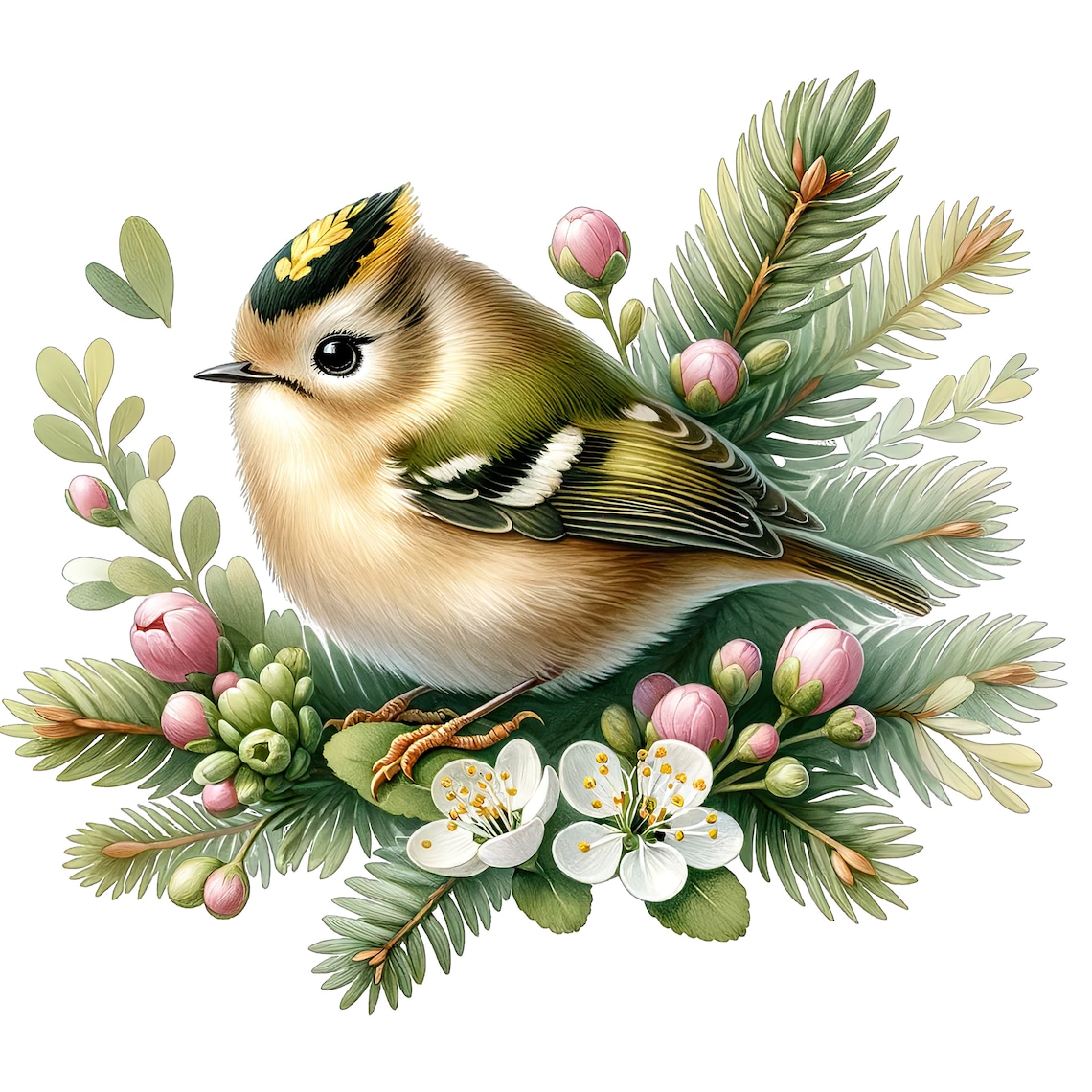 Floral Bird Clipart, Bird Graphics, Flower Bird Prints, Flower Bird ...