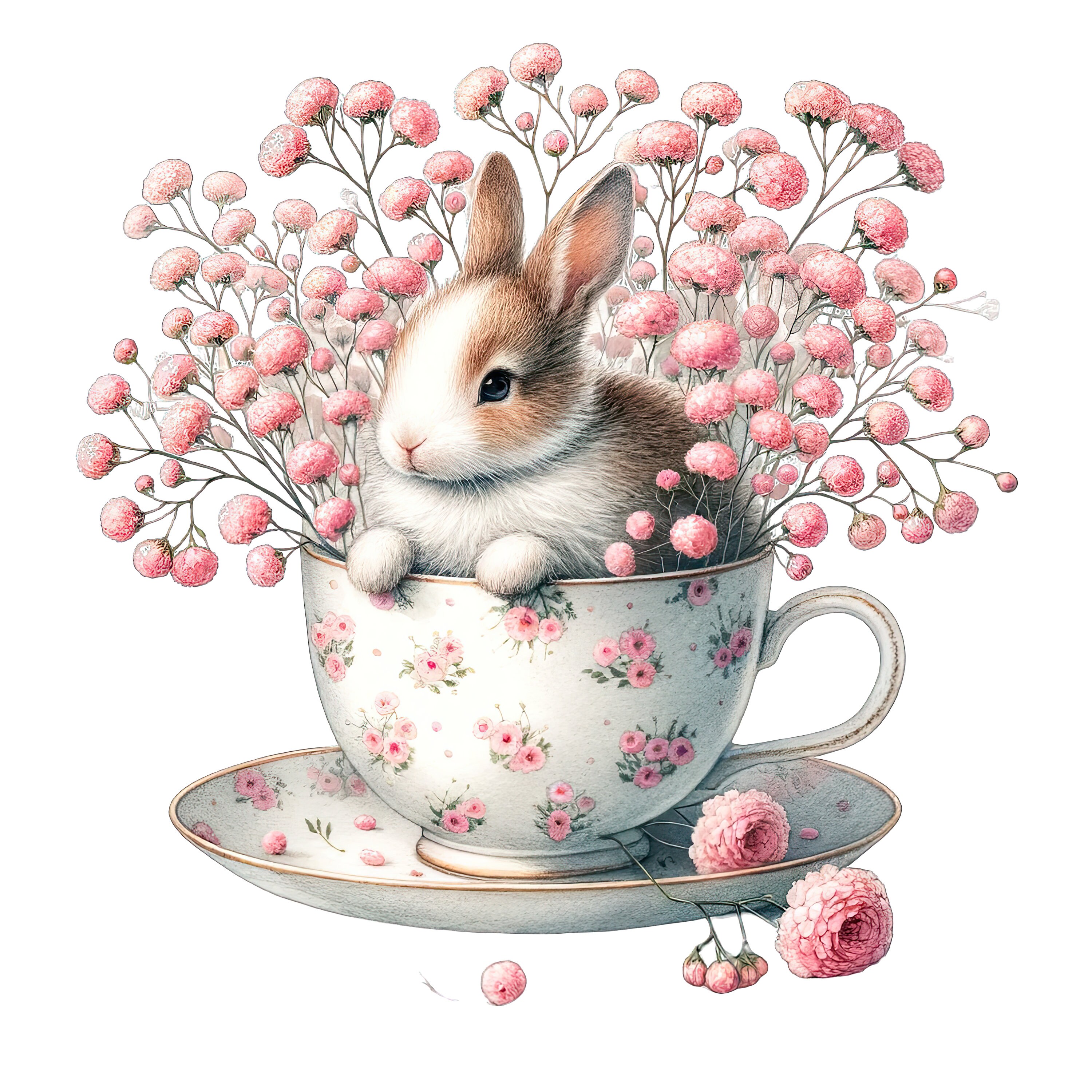 Bunny in a Teacup Clipart, Cute Bunny Clipart, Teacup Clipart, Rabbit ...