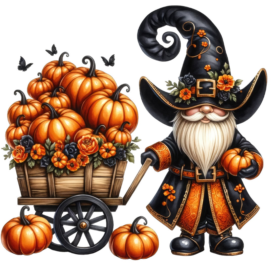 Halloween Gnome Clipart, Halloween Gnome, Boo Gnomes, Spooky Gnomes ...