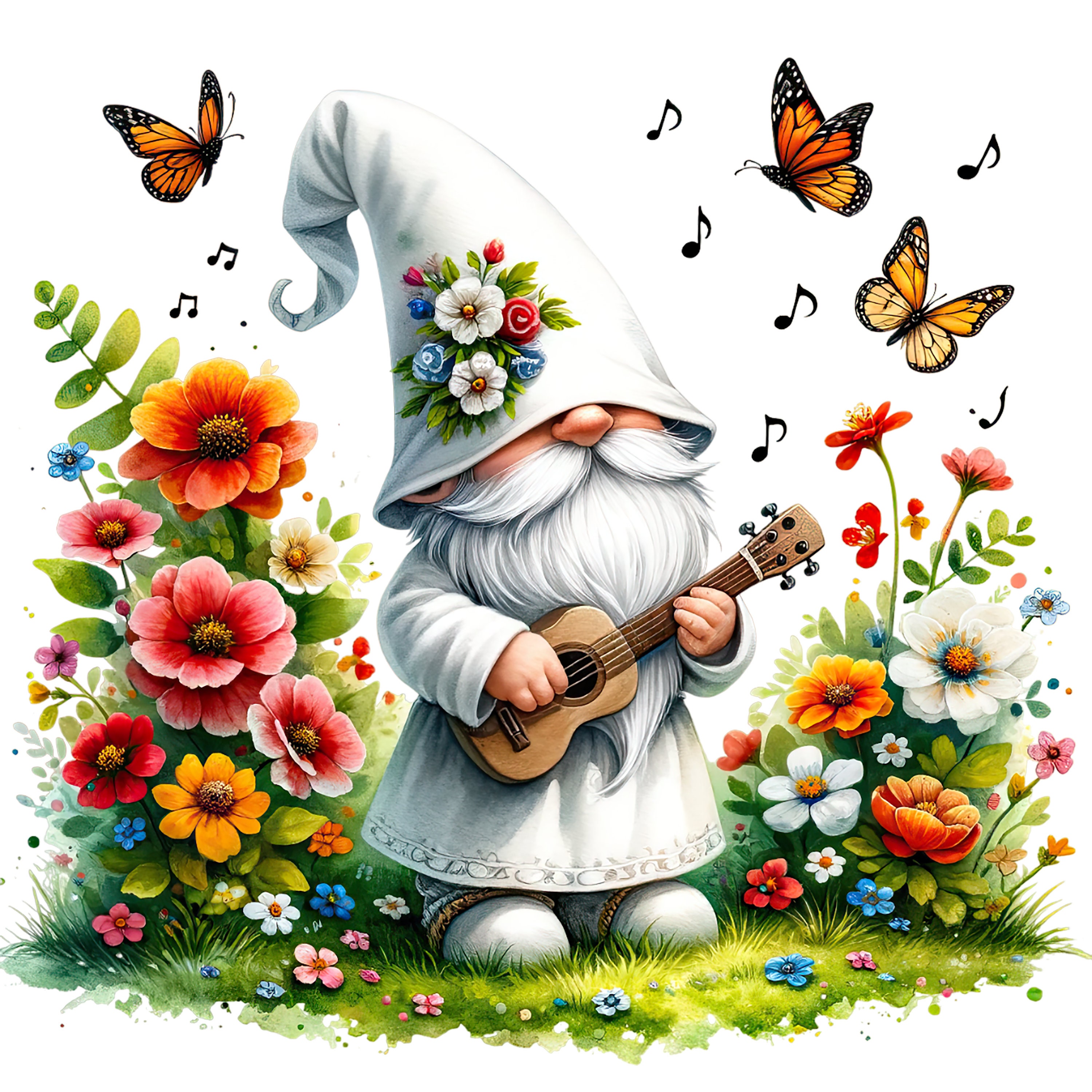 Watercolor Garden Gnome Clipart: Spring Nursery PNG (digital Download ...