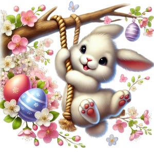 Easter Bunny With Egg Clipart, Spring Clipart, Cute Bunny Png,easter ...
