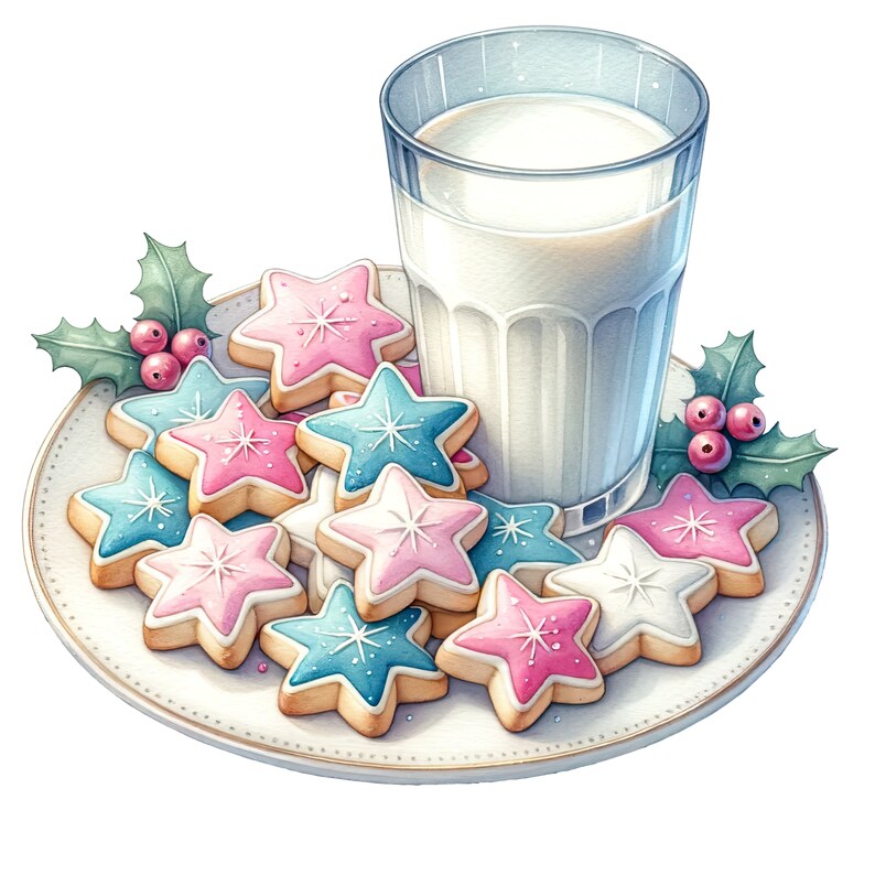 Watercolor Christmas Cookie Clipart: Holiday Sublimation PNG (digital ...