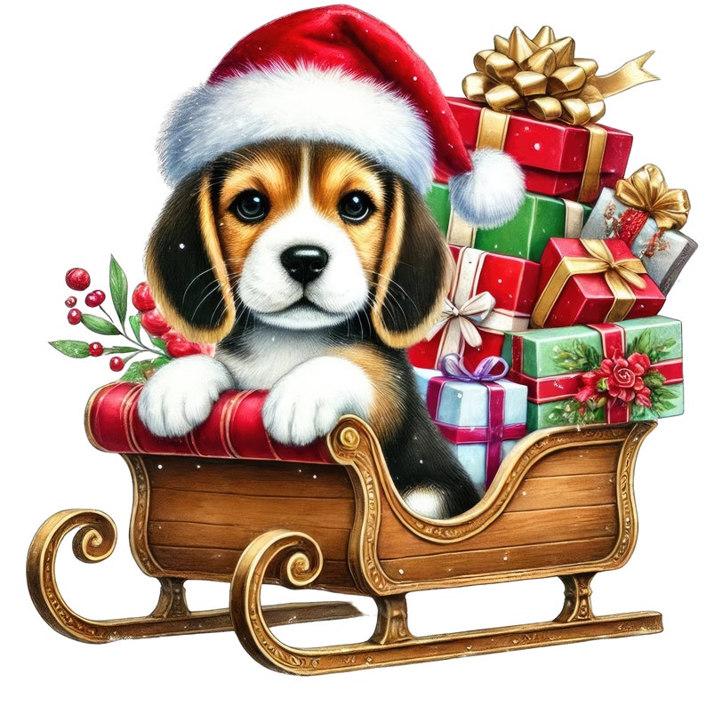 Christmas Puppy Clipart, Christmas Dog Bundle, Puppy Clipart,festive ...