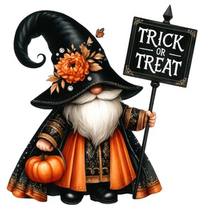 Halloween Gnome Clipart, Halloween Gnome, Boo Gnomes, Spooky Gnomes ...