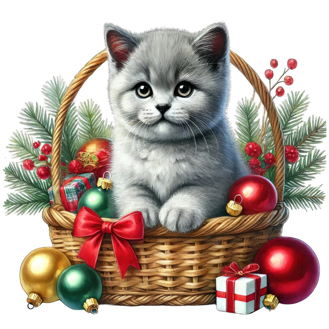 Christmas Kittens Clipart,kitten Images,cat Christmas Sublimation ...