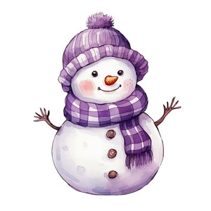 Watercolor Snowman Clipart: Holiday PNG Images (digital Download) - Etsy