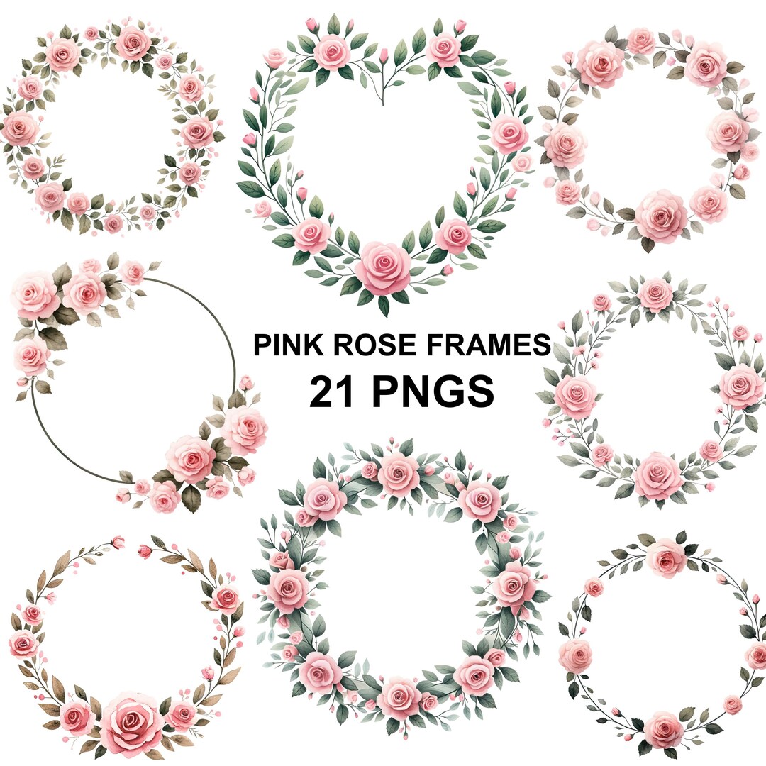 Pink Roses Frame Clipart, Pink Roses Png, Floral Frame Clipart ...