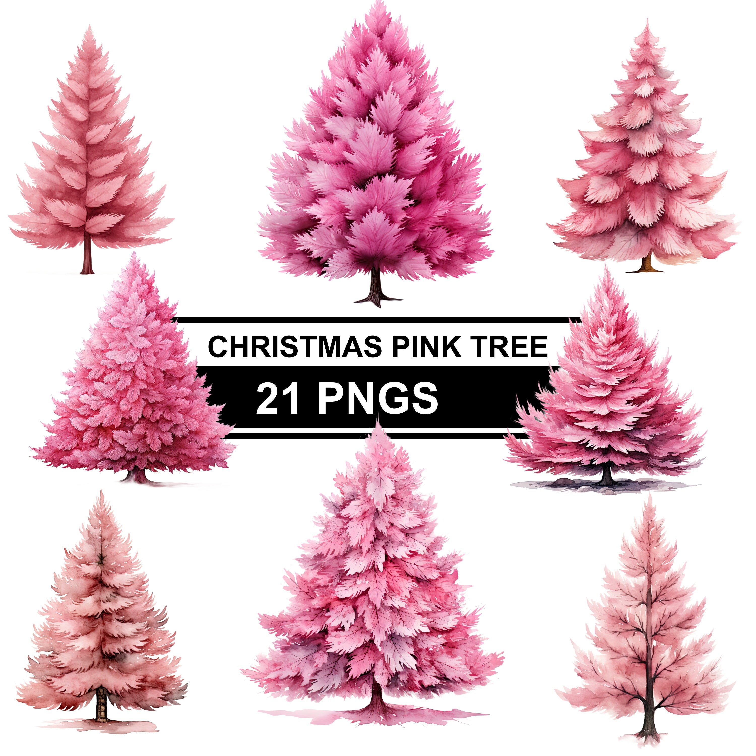 Watercolor Pink Christmas Tree Clipart, Christmas Tree Clipart, Pink ...