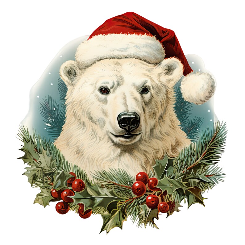 Christmas Polar Bear Clipart PNG Bundle, 21 Festive Holiday Bear ...