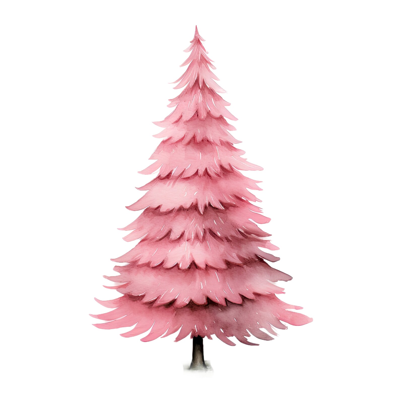Watercolor Pink Christmas Tree Clipart: 20 PNG Images (digital Download ...
