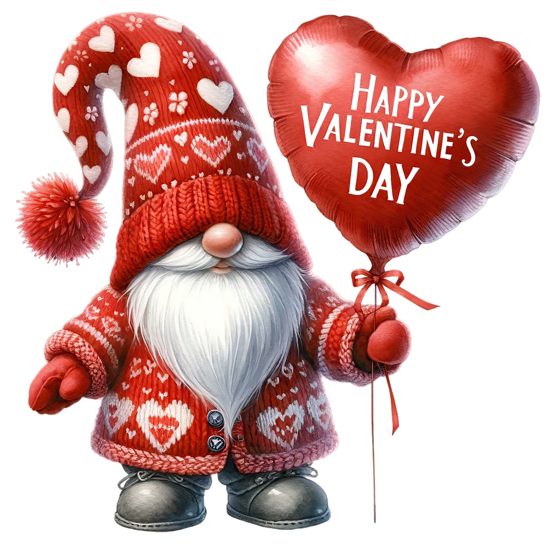 Watercolor Valentines Gnomes Clipart, Valentine Gnome Clipart, Gnome ...