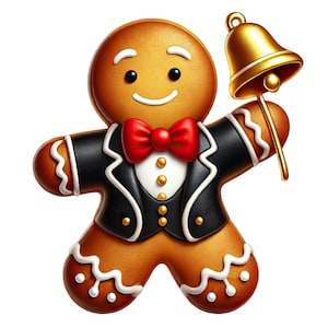 Christmas Gingerbread Man Clipart: Festive Cookie Graphics (PNG Digital ...