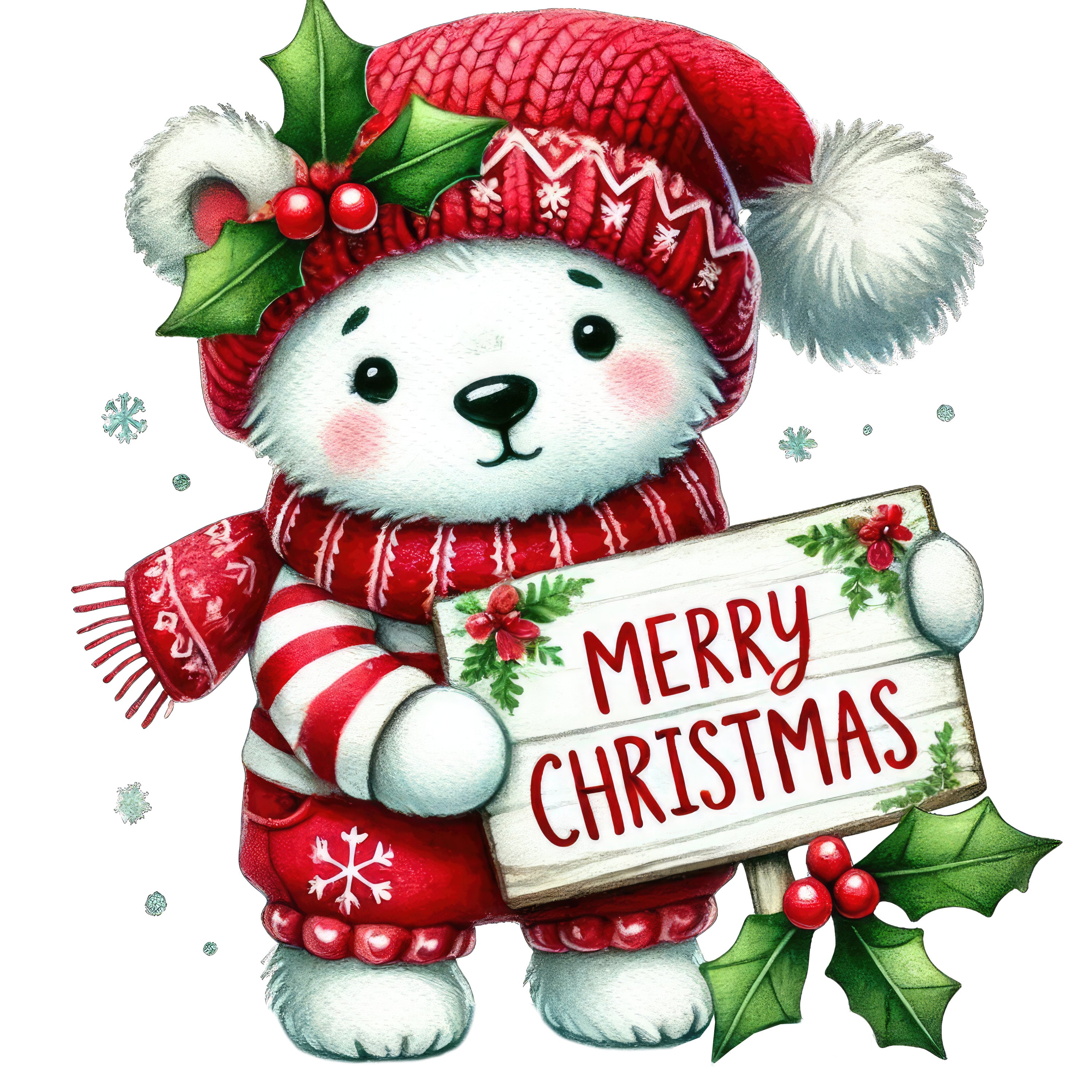 Christmas Polar Bear Clipart Bundle, Christmas Bear Png, Cute Bear Png ...