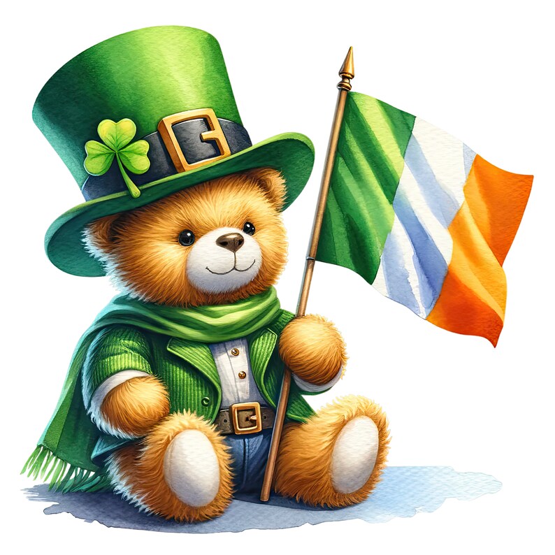 St Patrick's Day Teddy Bear Clipart: 23 PNG Graphics (digital Download ...
