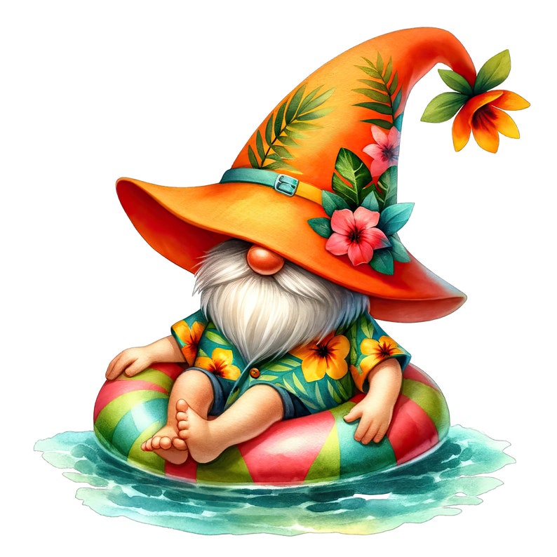 Summer Beach Gnome Clipart, Cute Gnomes Clipart, Beach Gnome Png ...