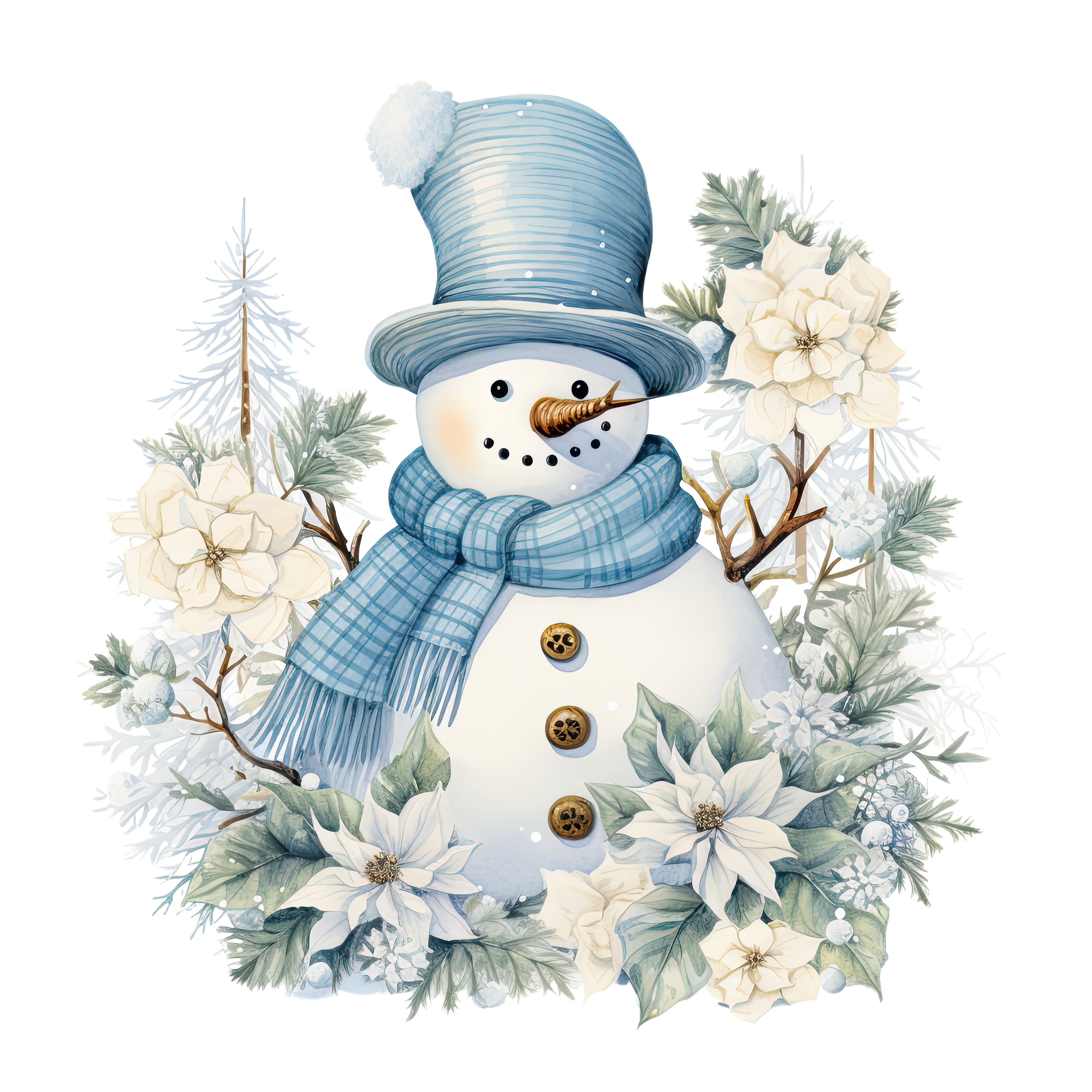 Watercolor Blue Snowman Clipart, Snowman Clipart, Watercolor Snowman ...