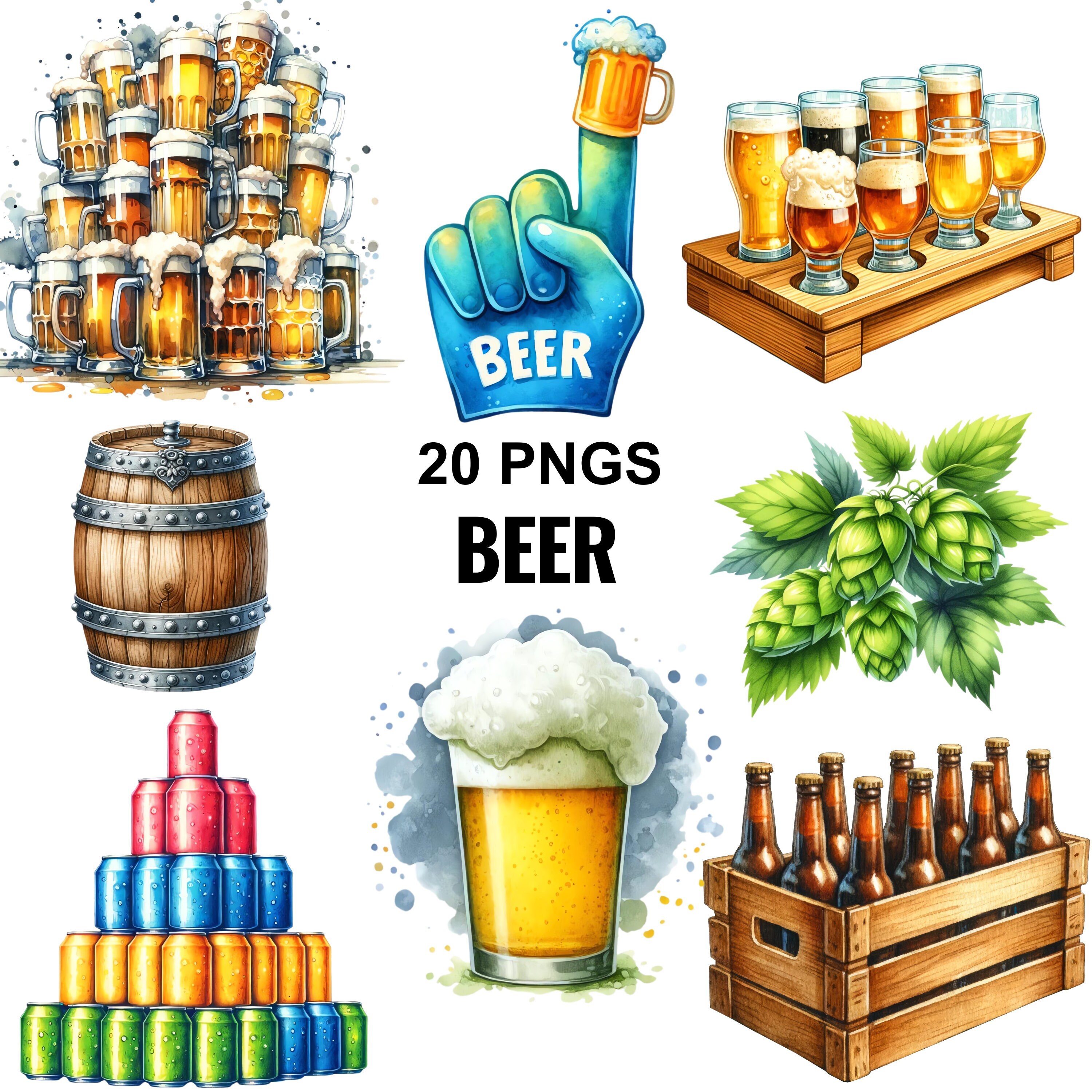 Watercolor Beer Clipart, Beer Bottle Keg, Beer Clipart Jpg, Beer ...