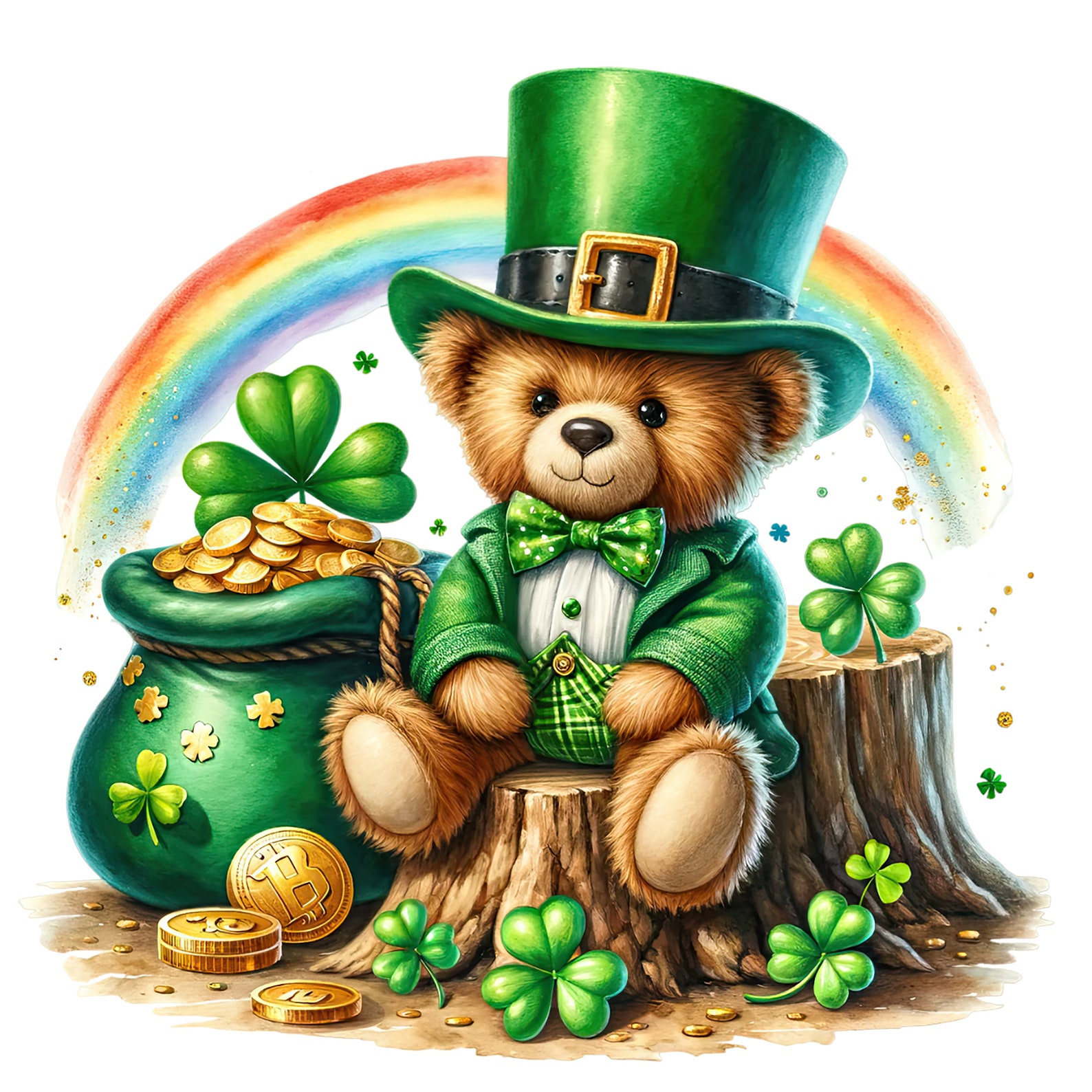 St Patrick's Day Teddy Bear Clipart: 23 PNG Graphics (digital Download ...