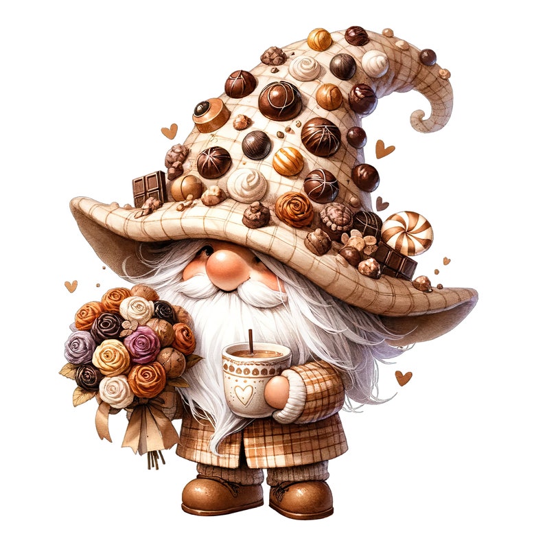 Watercolor Chocolate Gnome Clipart, Cute Gnomes Png, Chocolate Gnome ...