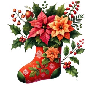 Watercolor Christmas Stocking Clipart: Holiday PNG Graphics (digital ...