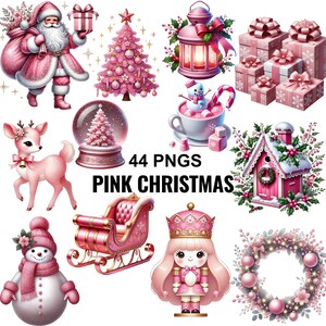 Pink Christmas Clipart, Christmas Clipart, Pastel Christmas Clipart ...