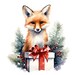 Watercolour Christmas Fox Clipart, Christmas Fox, Cute Animals, Winter ...