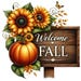 Watercolor Hello Fall Sign Clipart: Pumpkin & Autumn Leaves (digital ...