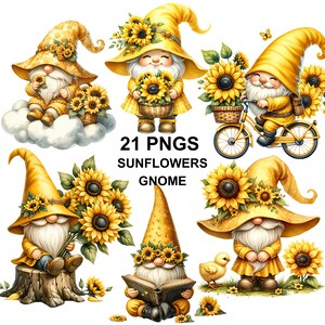 Sunflower Gnome Truck Clipart: Rustic Farmhouse PNG (digital Download ...