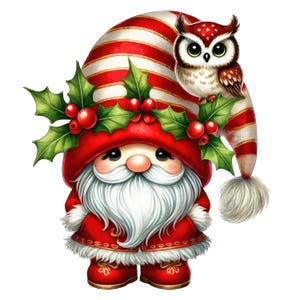 Christmas Gnome Clipart Bundle: Winter Holiday PNG Graphics (digital ...