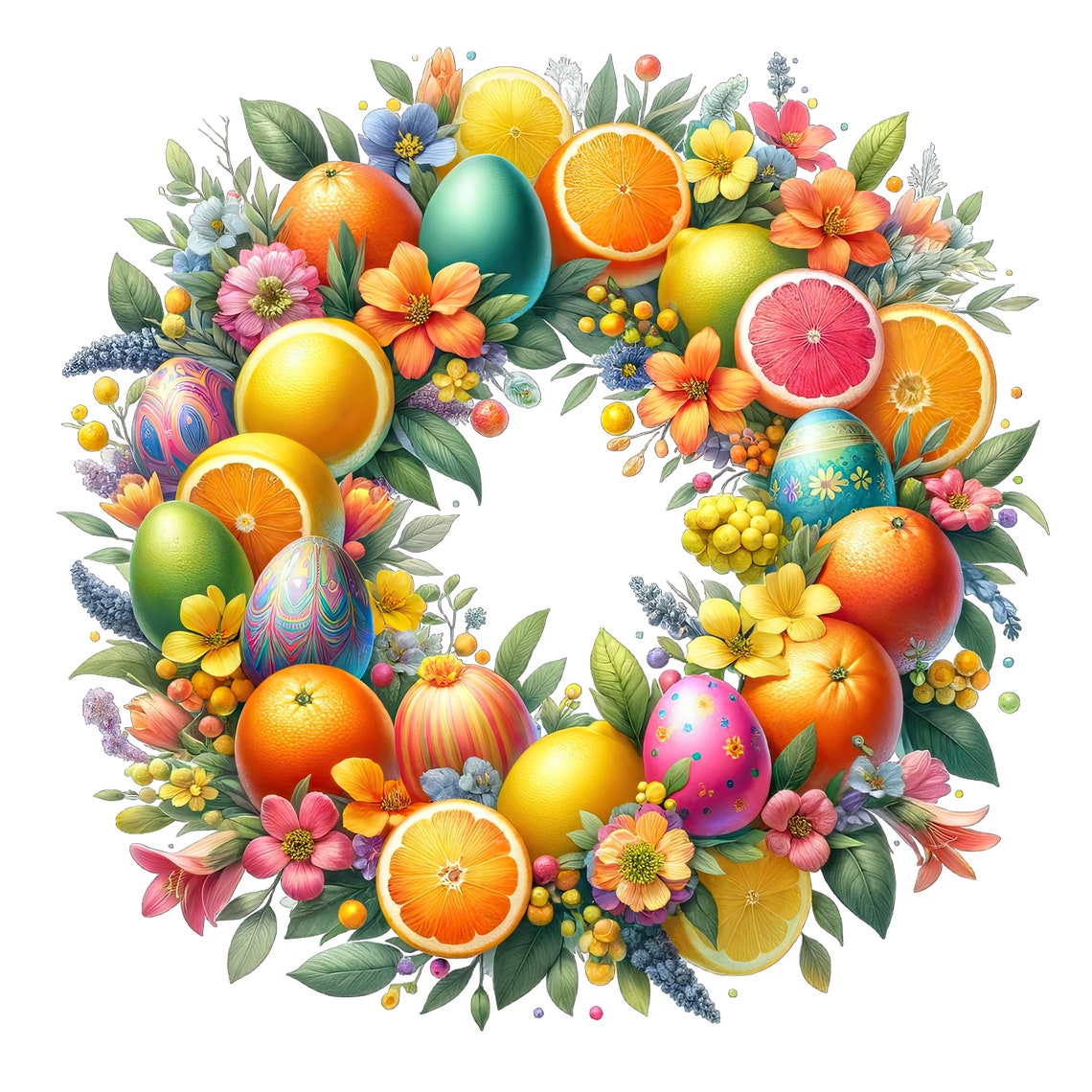 Watercolor Easter Wreath Clipart, Wreath Images, Eggs Wreath, Wreath ...