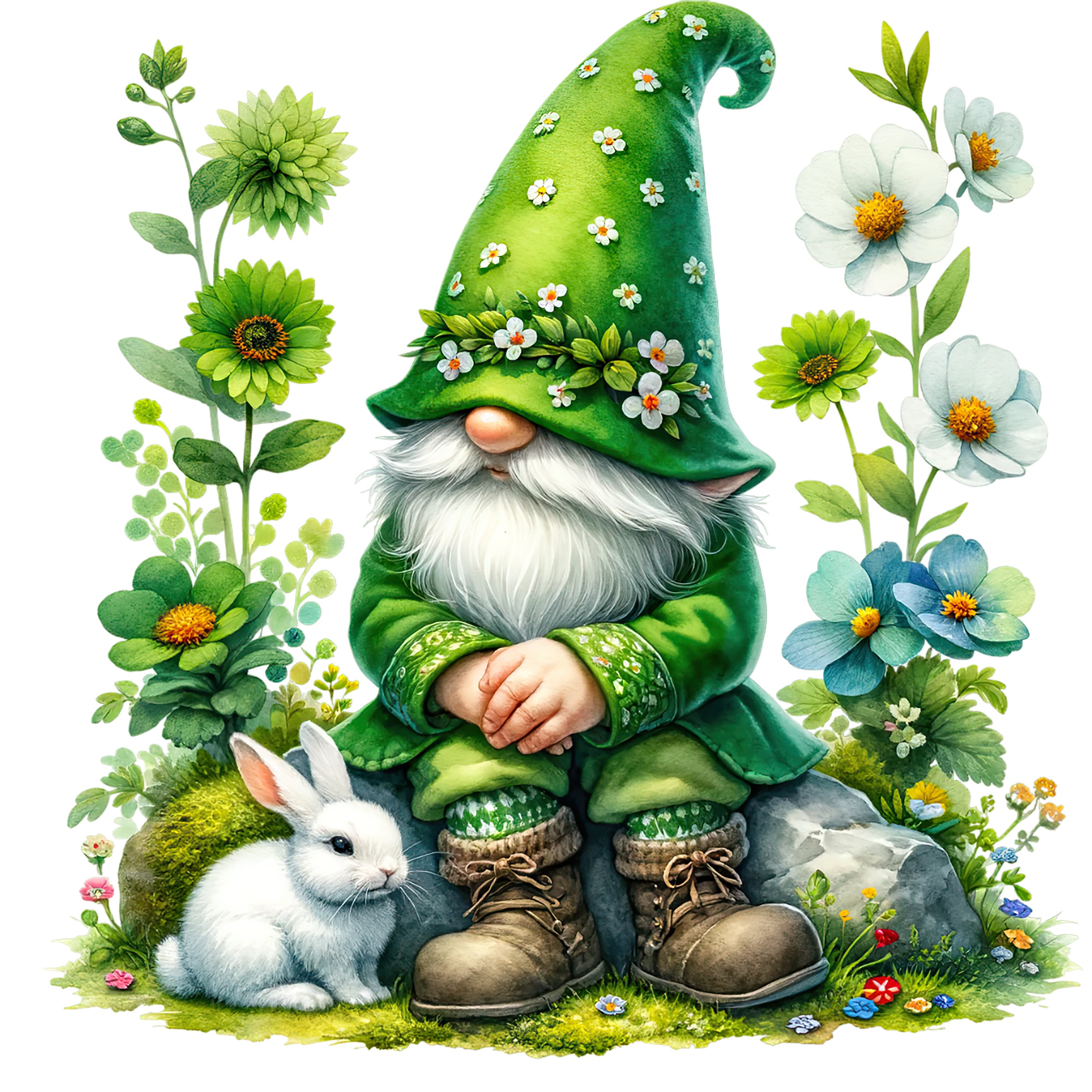 Watercolor Garden Gnome Clipart: Spring Nursery PNG (digital Download ...