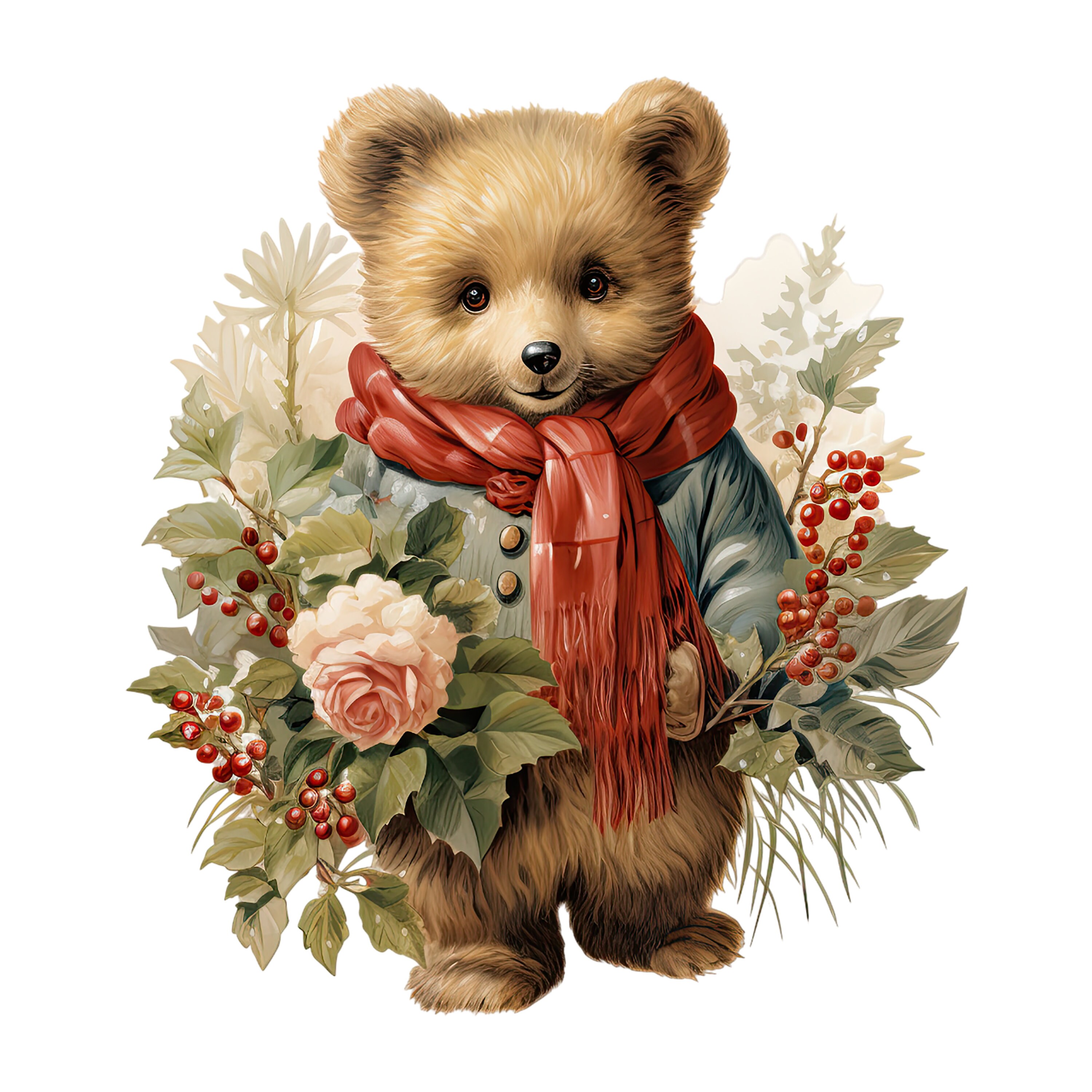 Watercolor Christmas Bear Clipart, Clipart Teddy, Christmas Bear ...